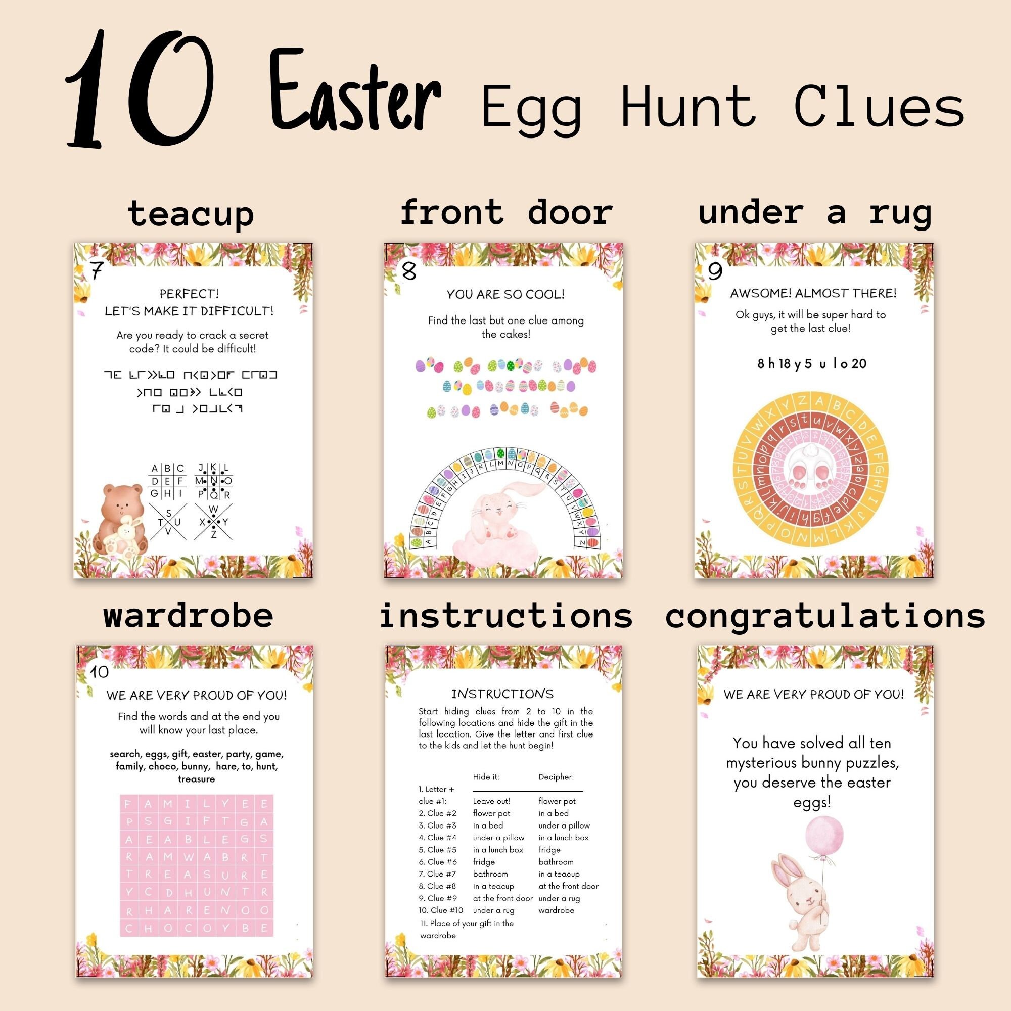 Printable Kids Indoor Easter Scavenger Hunt, Instant Download Children ...