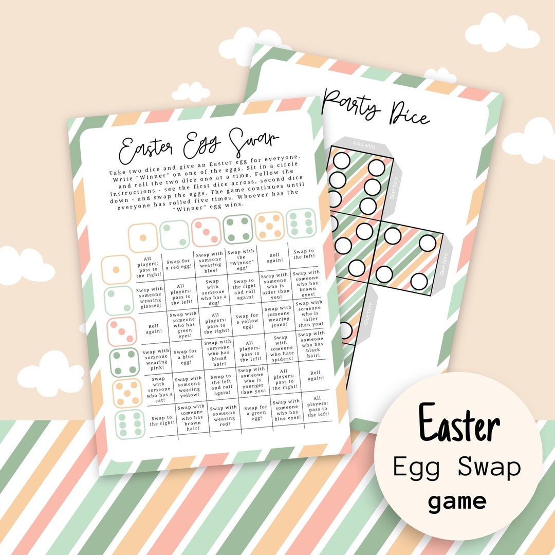 Printable Easter Egg Swap Party Game, Family Dice Exchange Game, Adult ...