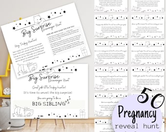 Pregnancy Reveal Indoor Scavenger Hunt for Siblings, Treasure Hunt Clue ...