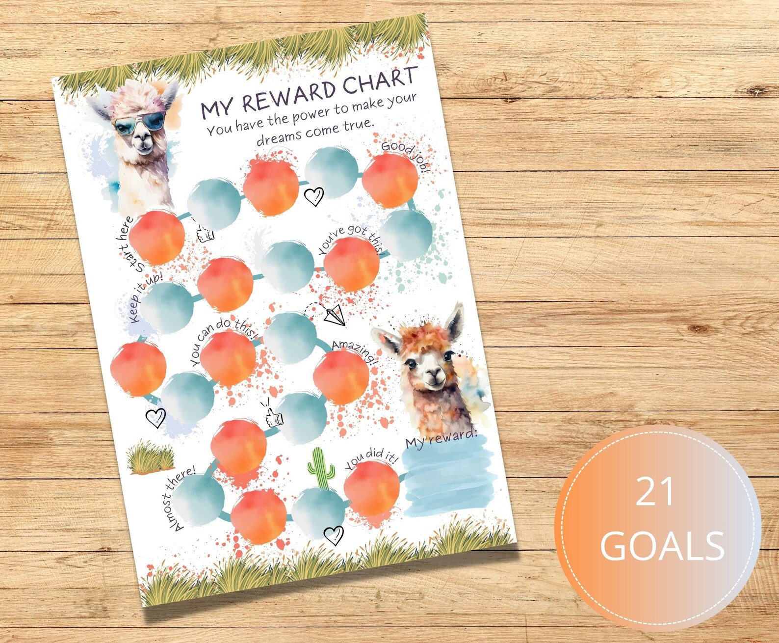 Printable Alpaca Reward Chart, Kids Lama Behavior Core Chart PDF ...