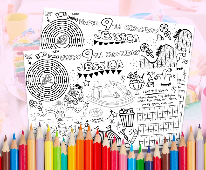 Editable Kids Party Activity Sheet for Commercial Use, Personalized ...