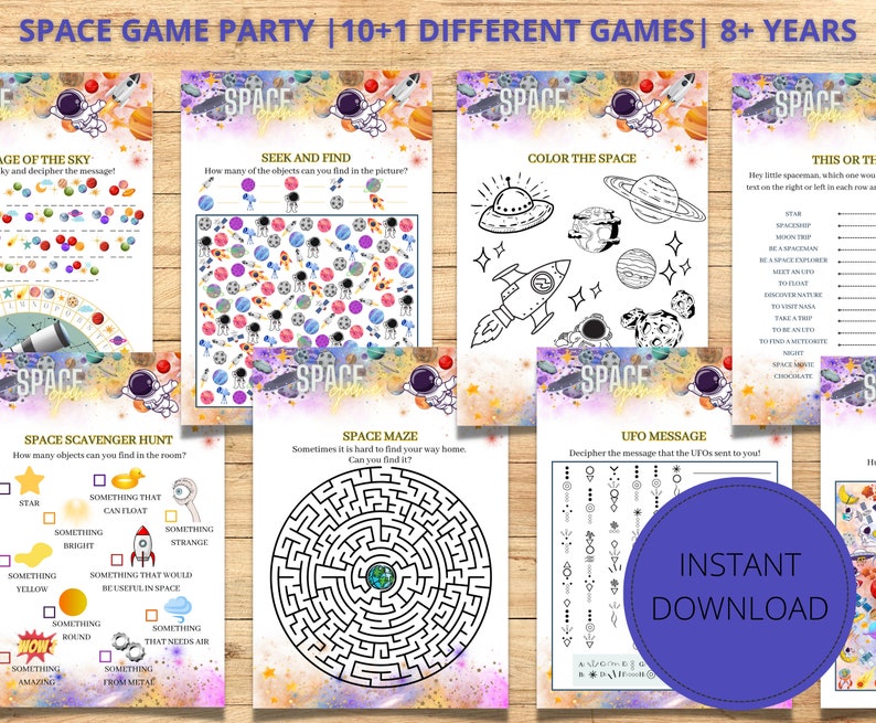 Space Game Party Game, 101 Printable Kids Astronaut Game, Space Party ...