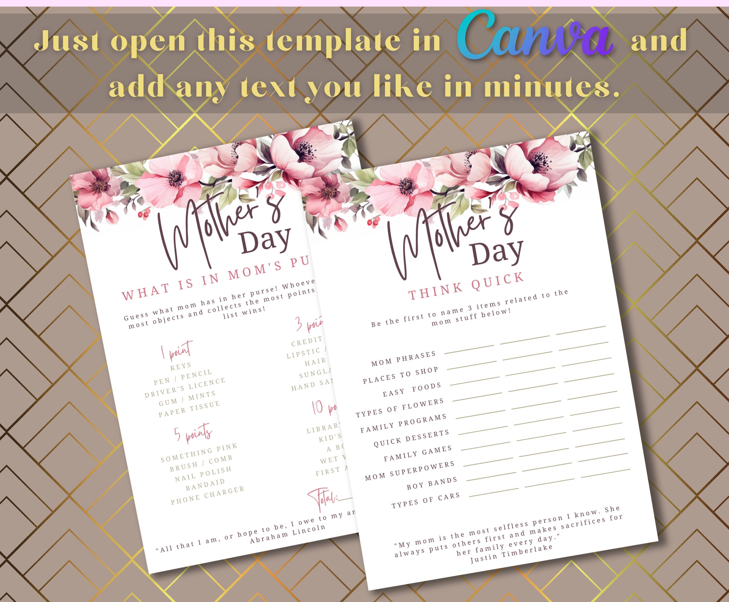 20pc Ultimate Floral Mother's Day Games Bundle Mothers - Etsy