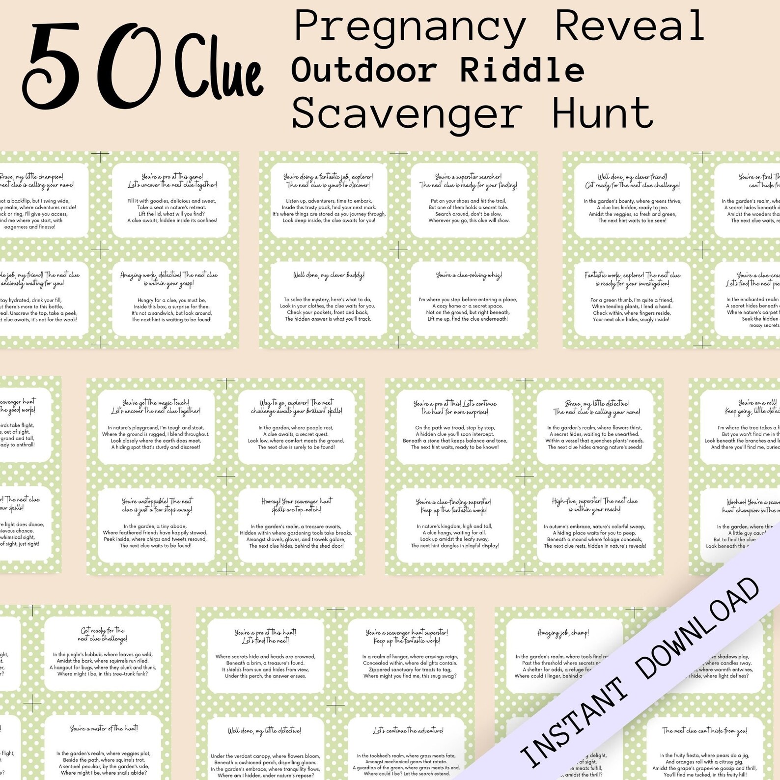Pregnancy Reveal Outdoor Scavenger Hunt for Siblings, Treasure Hunt ...