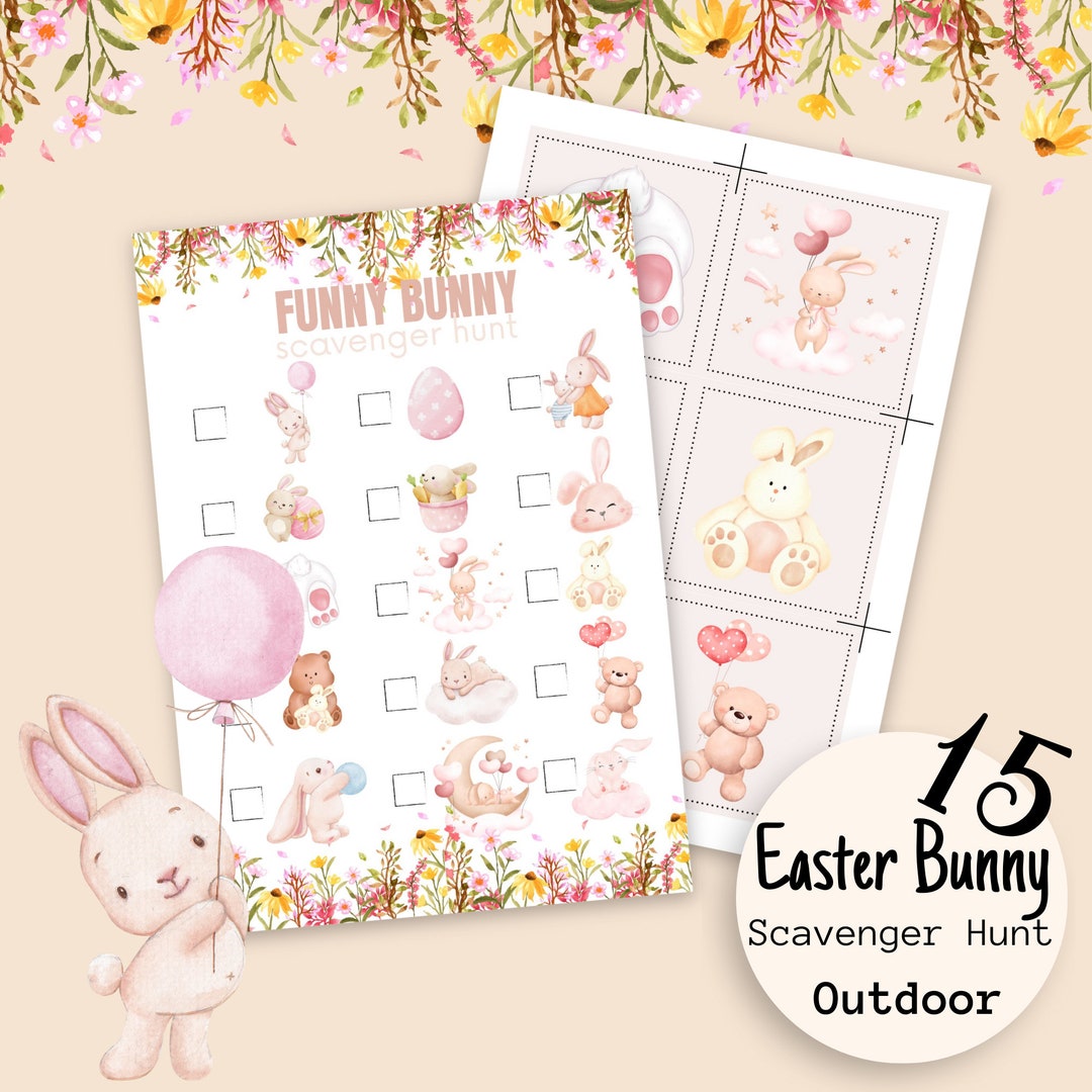 Printable Easter Scavenger Hunt, Instant Download Kids Bunny Hunt Game ...