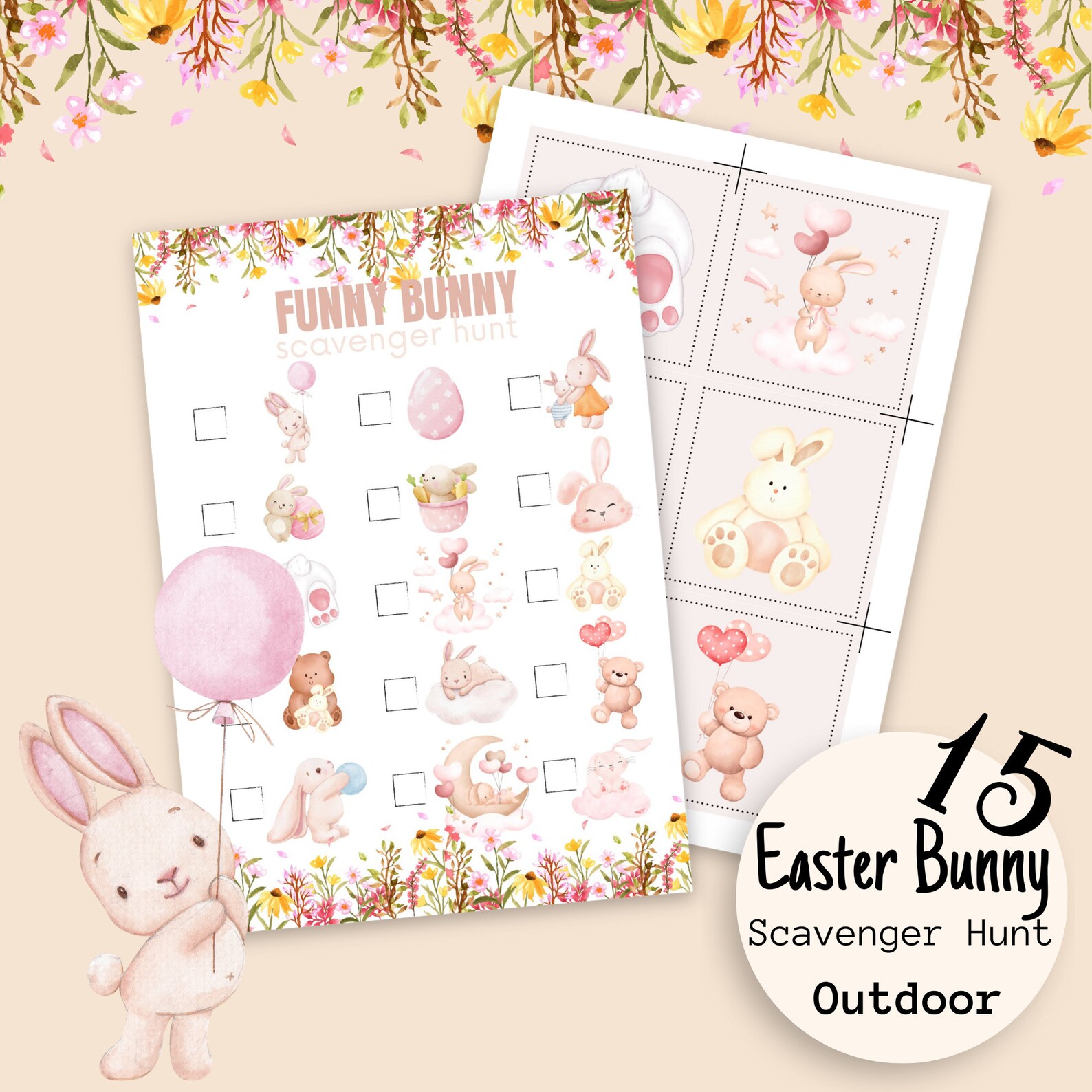 Printable Easter Scavenger Hunt, Instant Download Kids Bunny Hunt Game ...