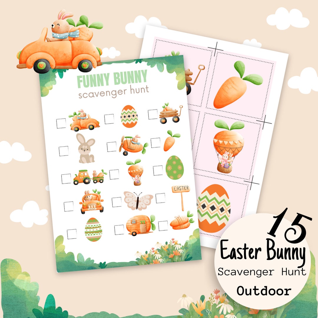 Printable Easter Scavenger Hunt, Instant Download Kids Bunny Hunt Game ...