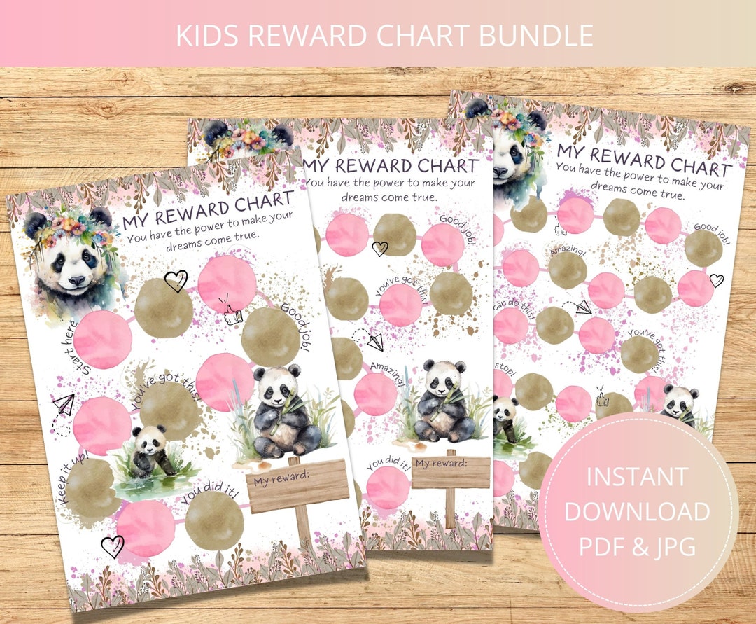 Printable Panda Reward Chart, Kids Behavior Core Chart PDF Instant ...