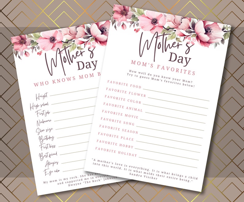20pc Ultimate Floral Mother's Day Games Bundle Mothers - Etsy