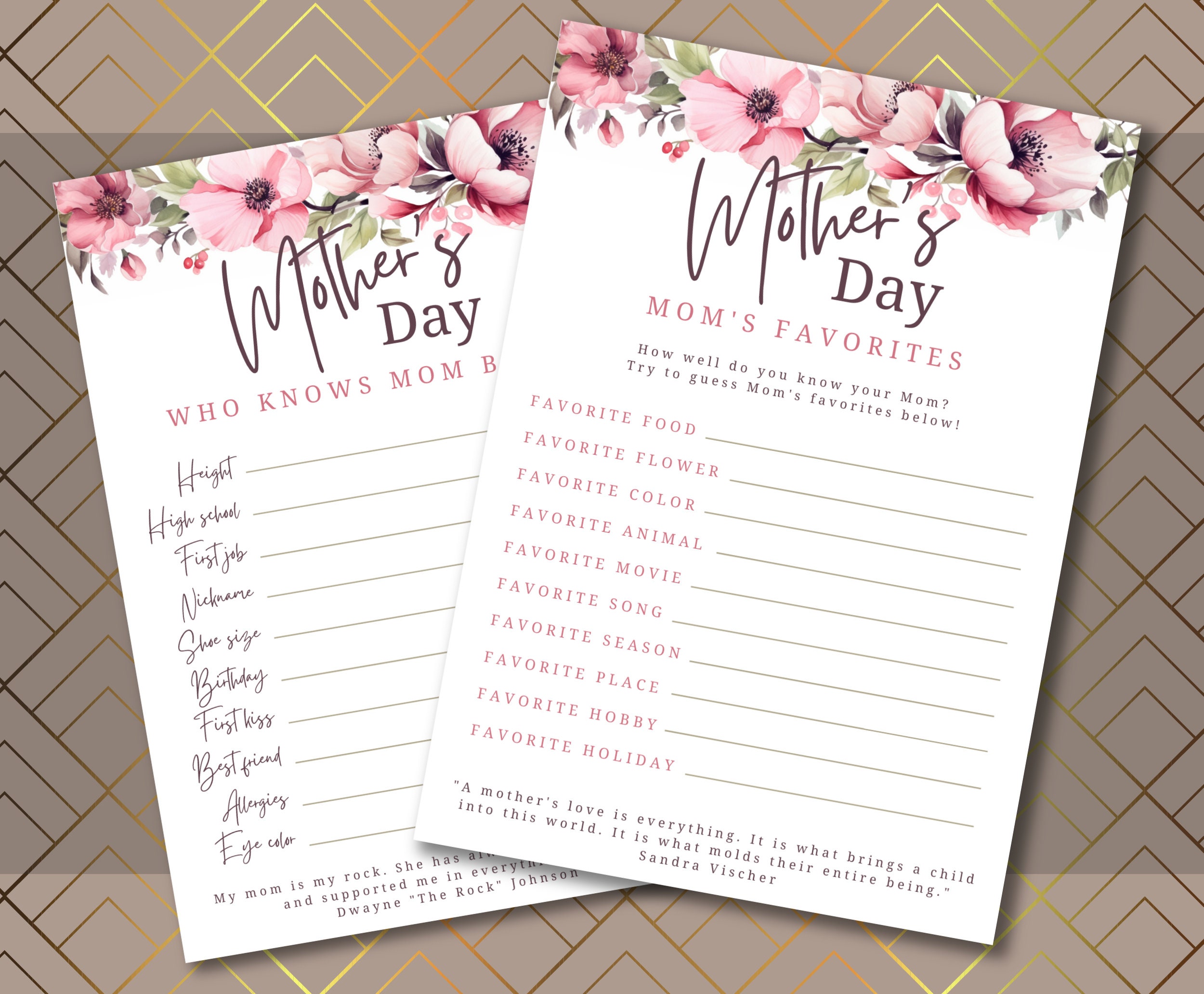 20pc Ultimate Floral Mother's Day Games Bundle Mothers - Etsy