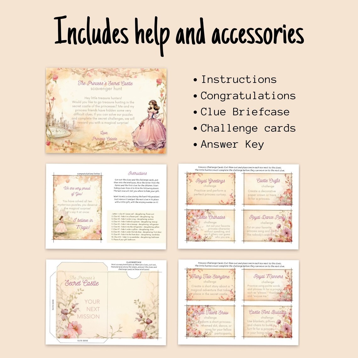 Indoor Printable Princess Secret Castle Scavenger Hunt, Instant ...