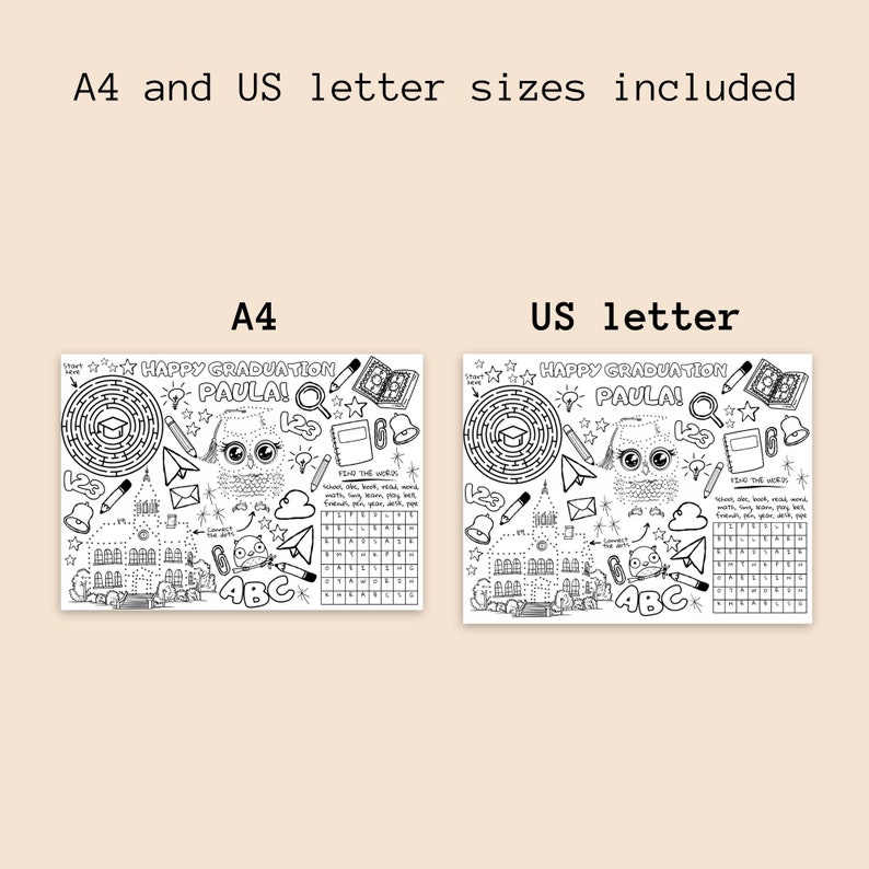 EDITABLE Kids Pre-k School Graduation Party Activity Sheet ...