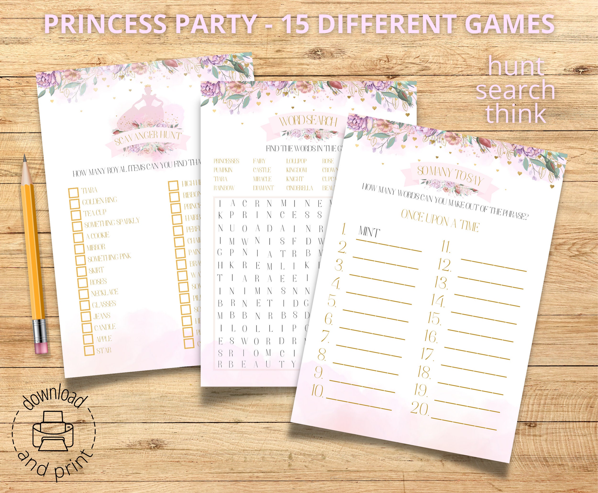 Princesses Party Game, 15 Printable Games for Girls, Little Girls ...