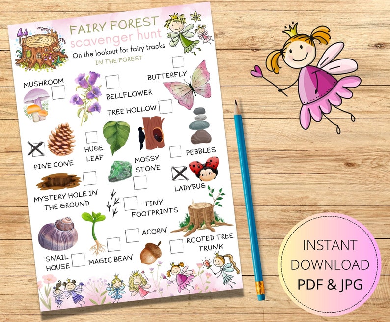 Printable Fairy Scavenger Hunt, Instant Download Kids Forest Game ...