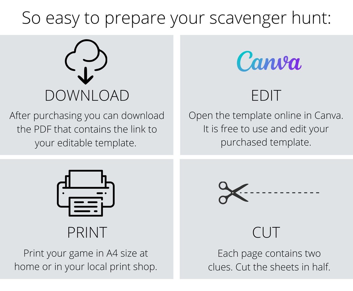 Fully Editable Printable Adult Scavenger Hunt Template, Personalizable ...