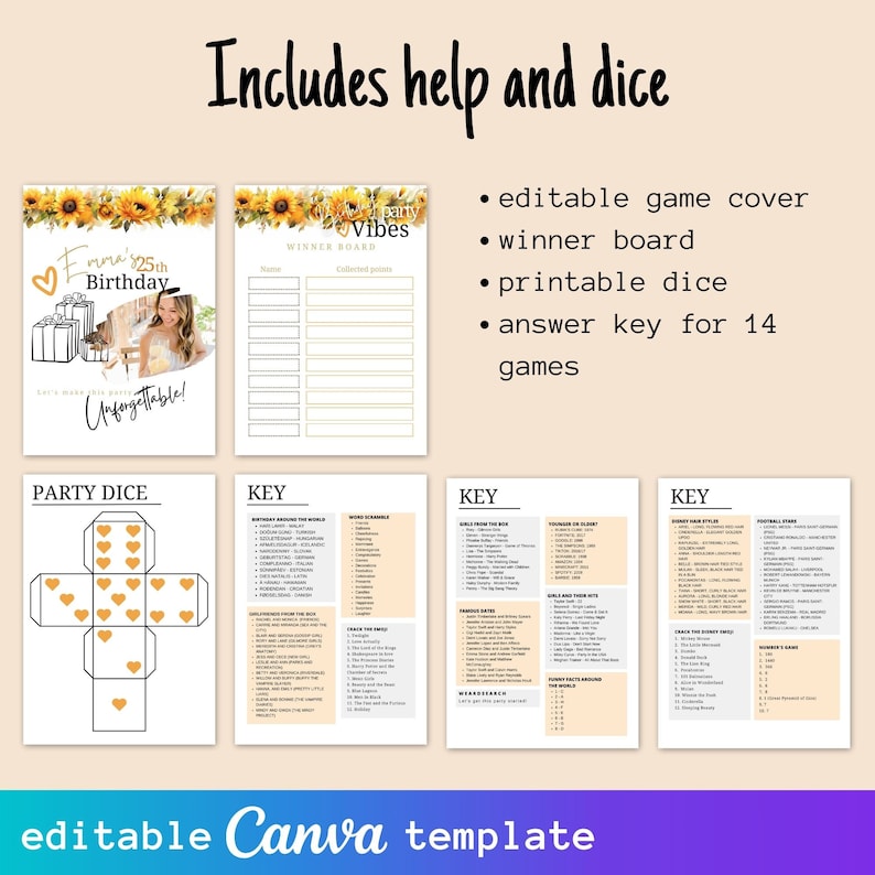 50pc Adult Birthday Party Games Bundle for Girls, Printable Games for ...