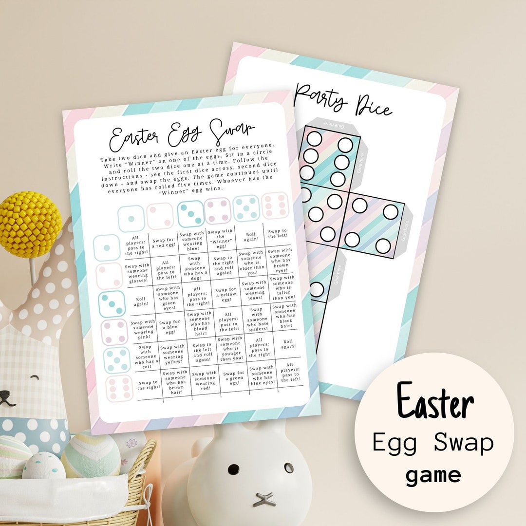 Printable Easter Egg Swap Party Game, Family Dice Exchange Game, Adult ...