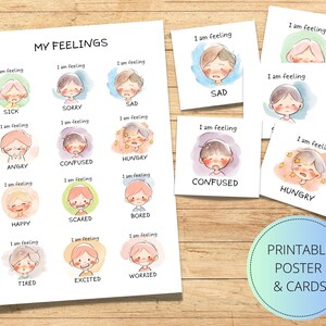 Printable Emotion Flashcards and Poster for Toddlers, Feelings Chart ...