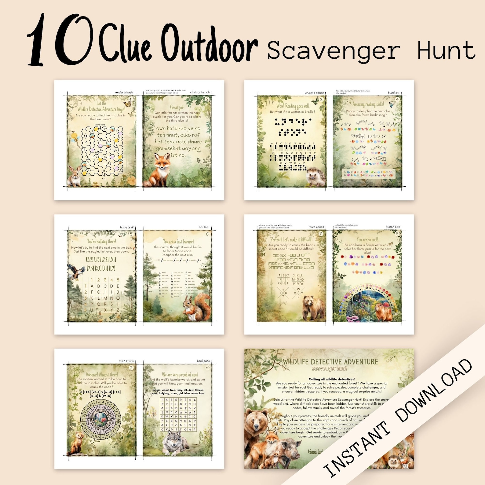 Outdoor Printable Wildlife Detective Scavenger Hunt, Instant Download ...
