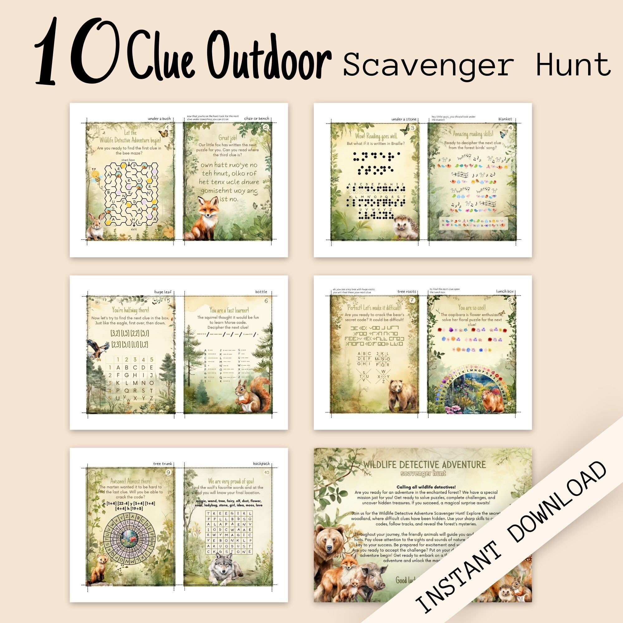 Outdoor Printable Wildlife Detective Scavenger Hunt, Instant Download ...
