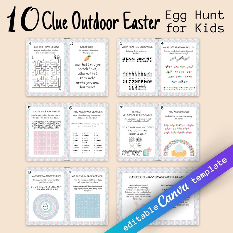 EDITABLE Printable Kids Outdoor Yard Easter Egg Hunt Game Bundle, Kids ...