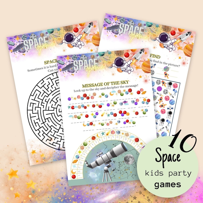 Space Game Party Game, 10+1 Printable Kids Astronaut Game, Space Party ...