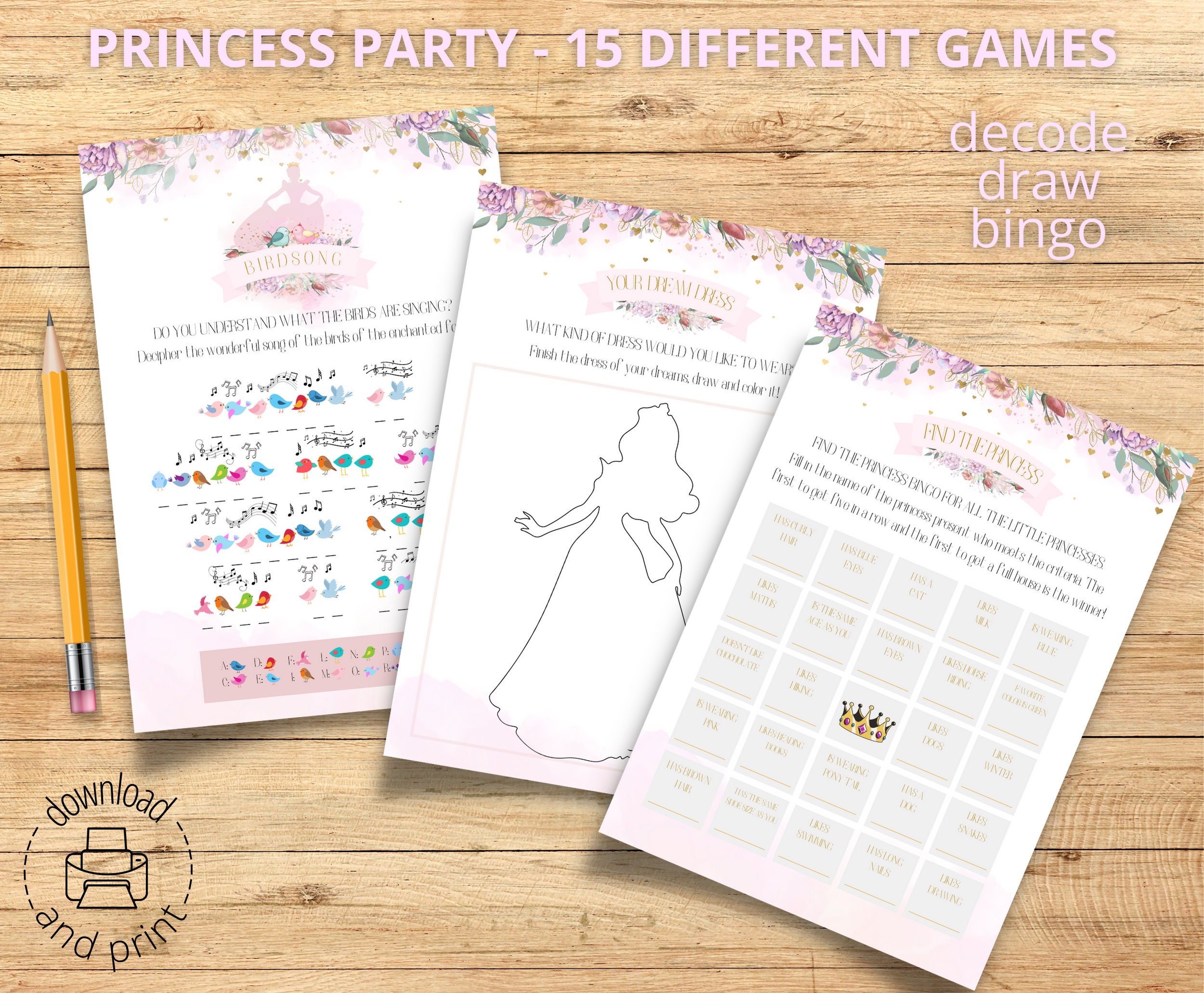 Princesses Party Game, 15 Printable Games for Girls, Little Girls ...