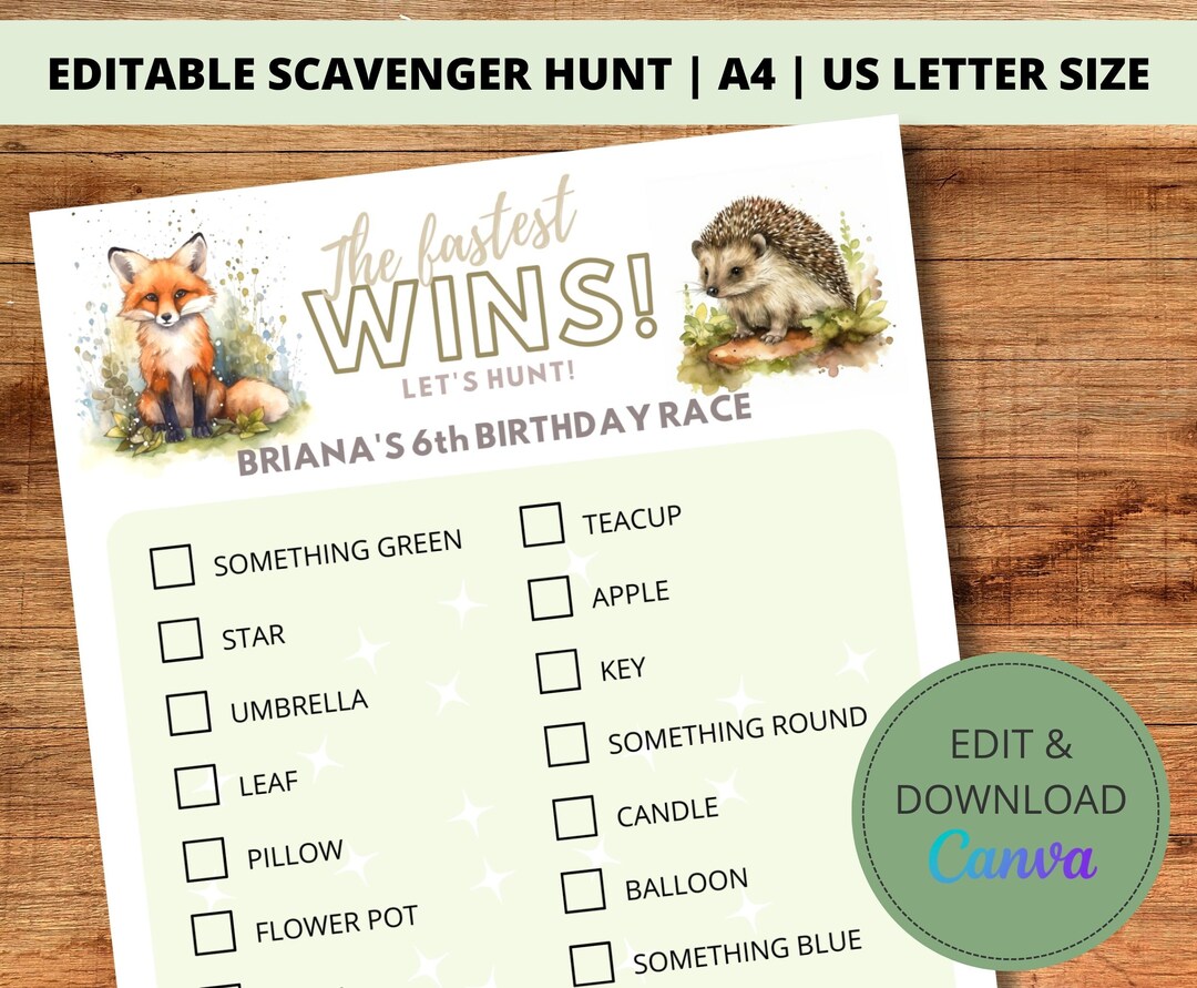Fully Editable Printable Scavenger Hunt Template - Etsy