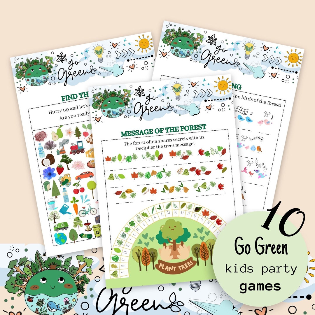 Go Green Party Game, 10+1 Printable Save the Earth Game, Save the ...