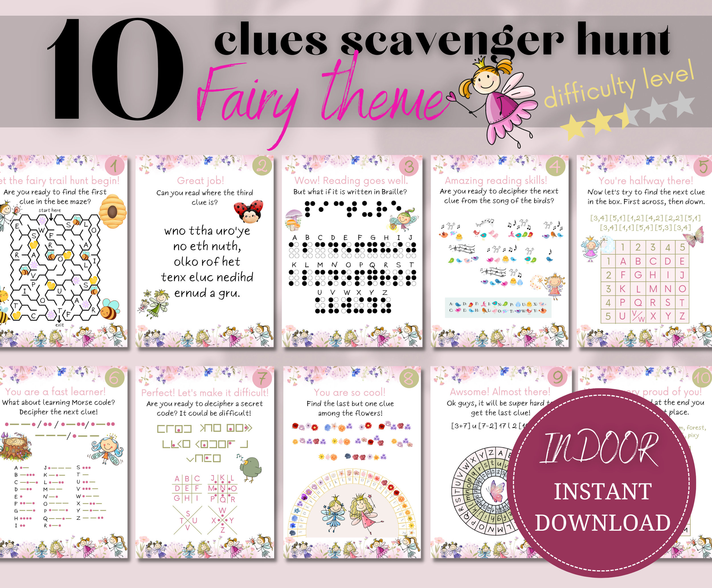 Indoor Printable Fairy Scavenger Hunt, Instant Download Kids in House ...