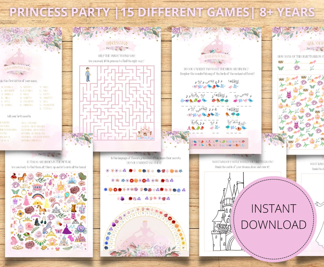 Princesses Party Game, 15 Printable Games for Girls, Little Girls ...