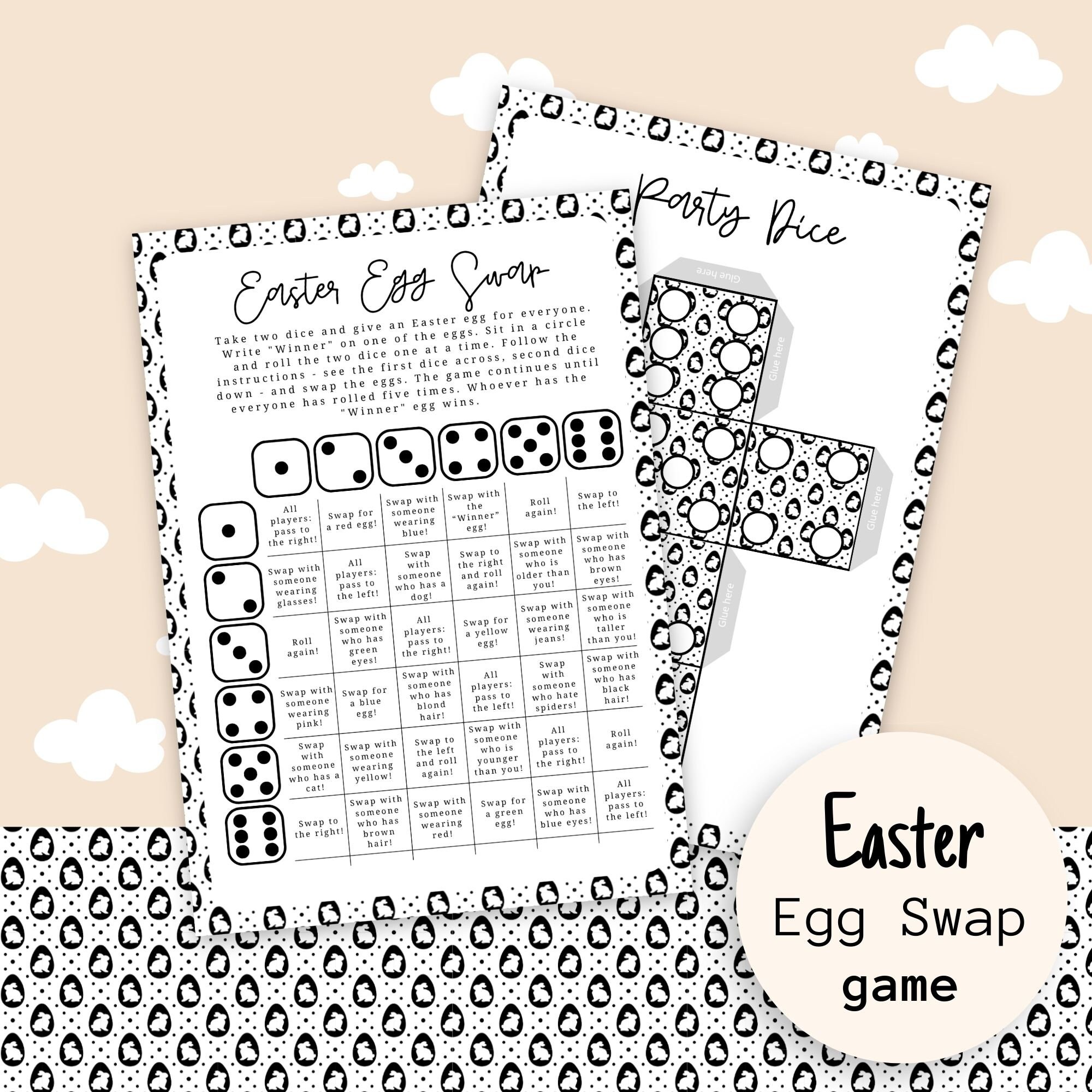 Printable Easter Egg Swap Party Game, Family Dice Exchange Game, Adult ...