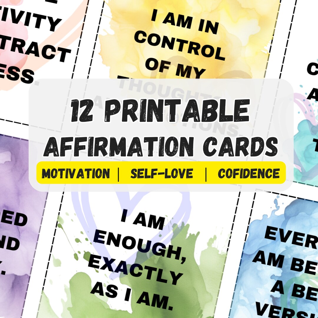 12 Affirmation Digital Cards | Motivational | Self-love | Confidence - Etsy