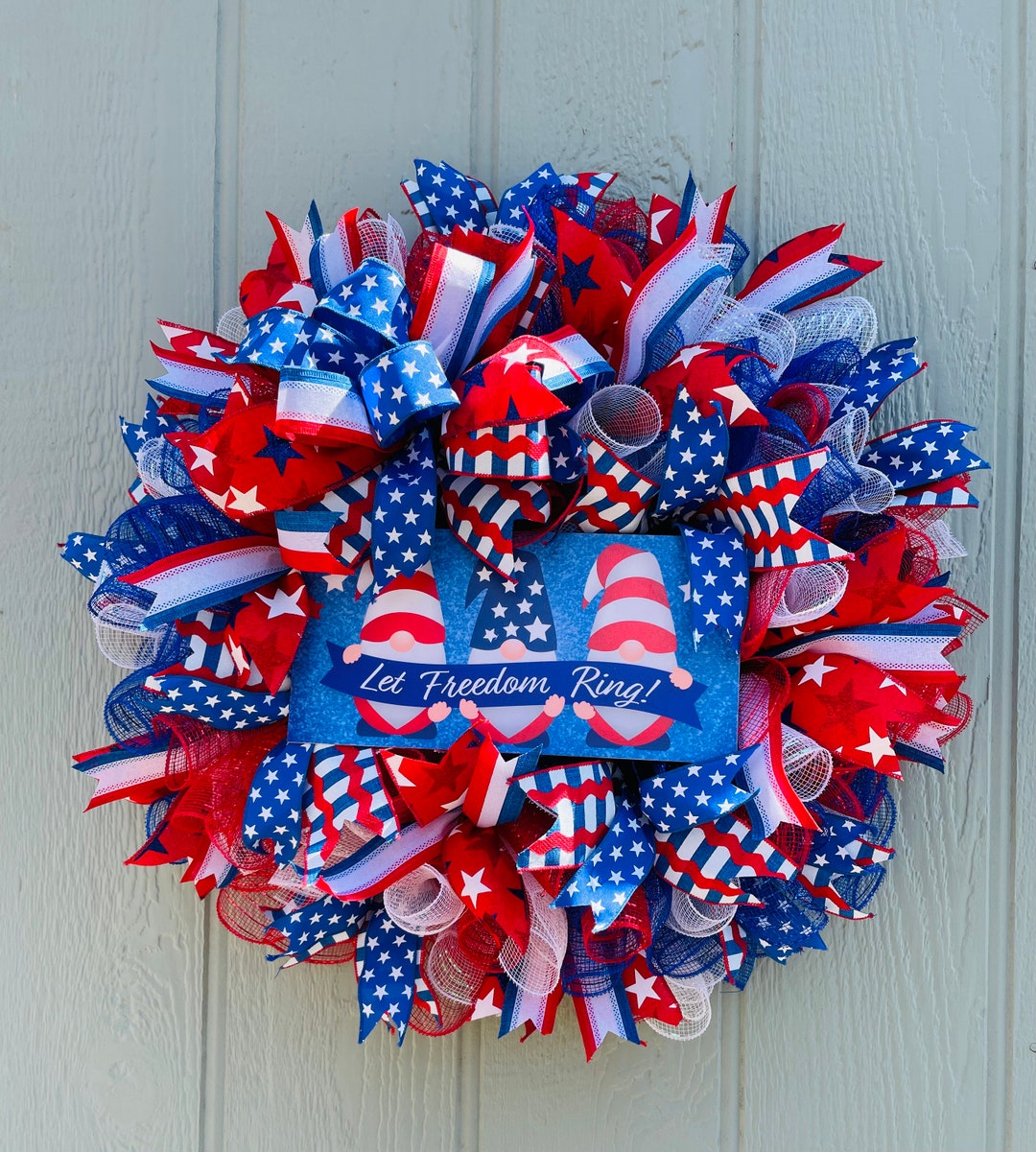 Red White and Blue Patriotic Wreath , 4th Ofjuly, Memorial Day Wreath ...