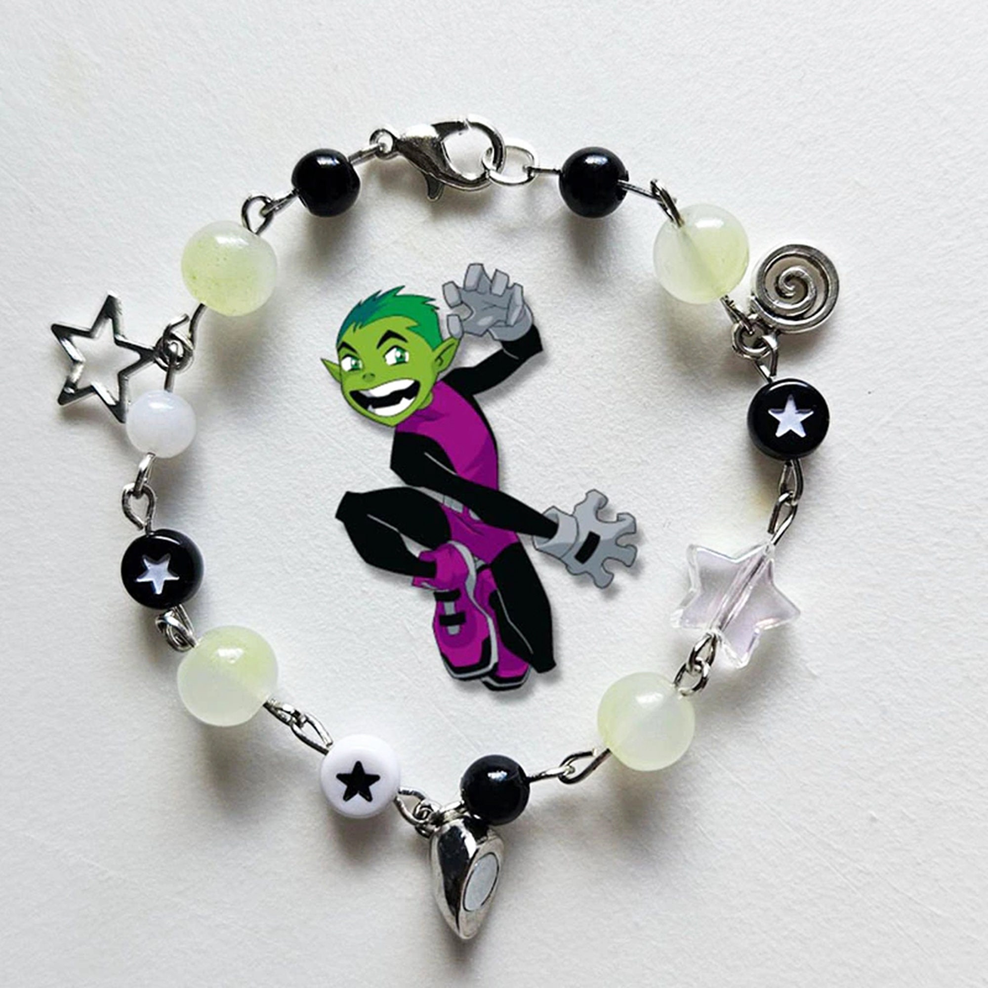 Beastboy and Raven Y2K Matching Charm Bracelet, Y2K Bead Bracelet ...