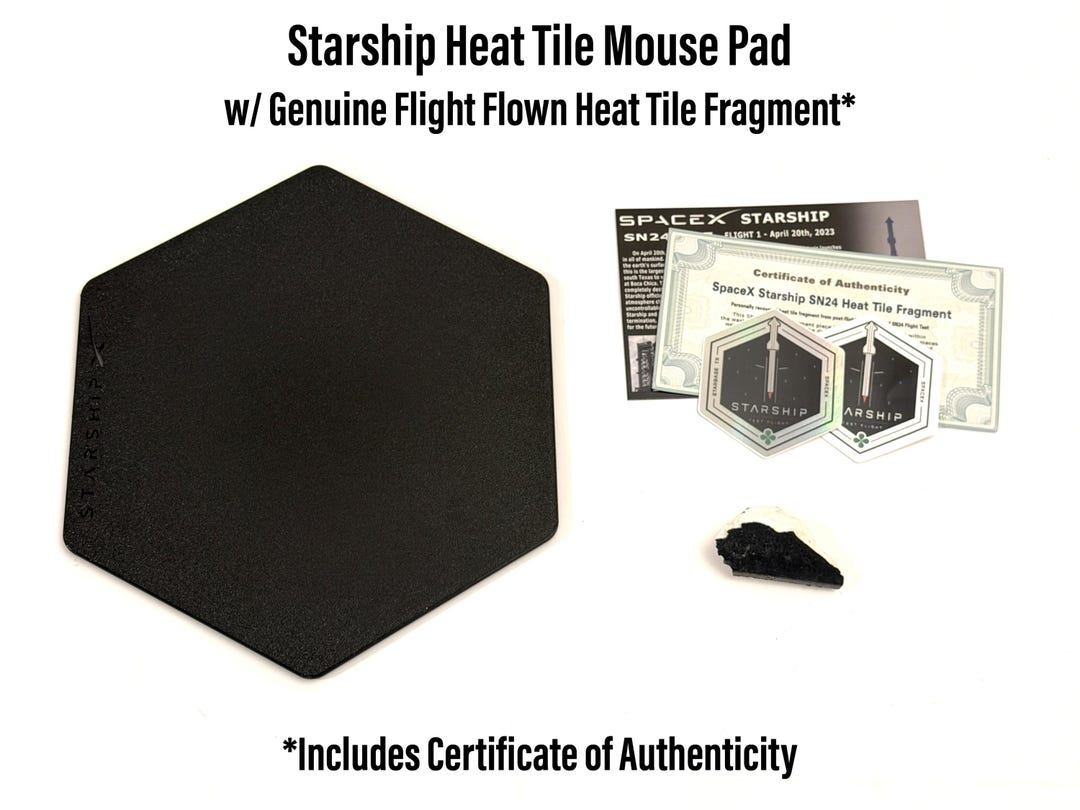 Spacex Starship Tile Mouse Pad With Flown Relic Collector Set - Etsy