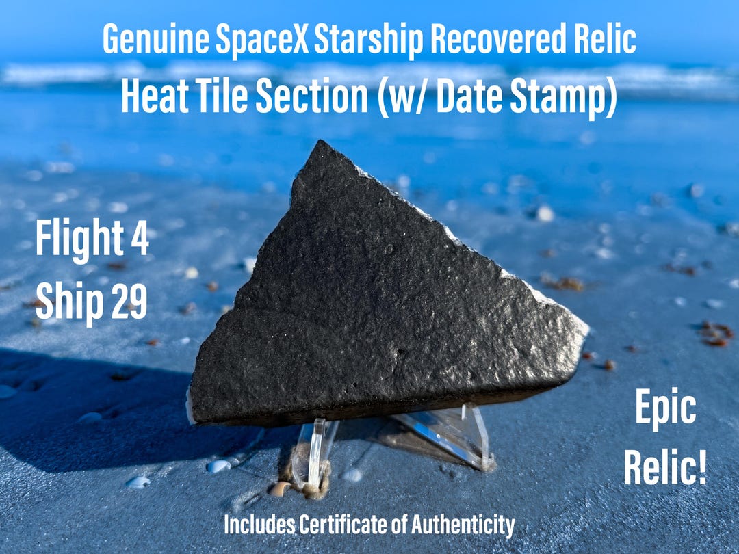 Genuine Recoverd Spacex Starship Heat Tile Section (w/ Mission Patch ...