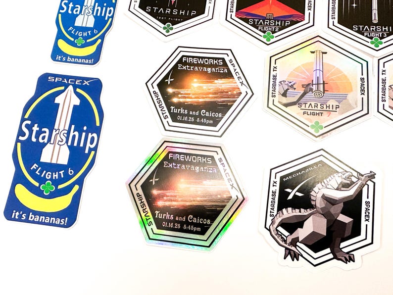 Spacex Starship First 8 Flight Tests - 22pc Sticker Set Mission Logos ...