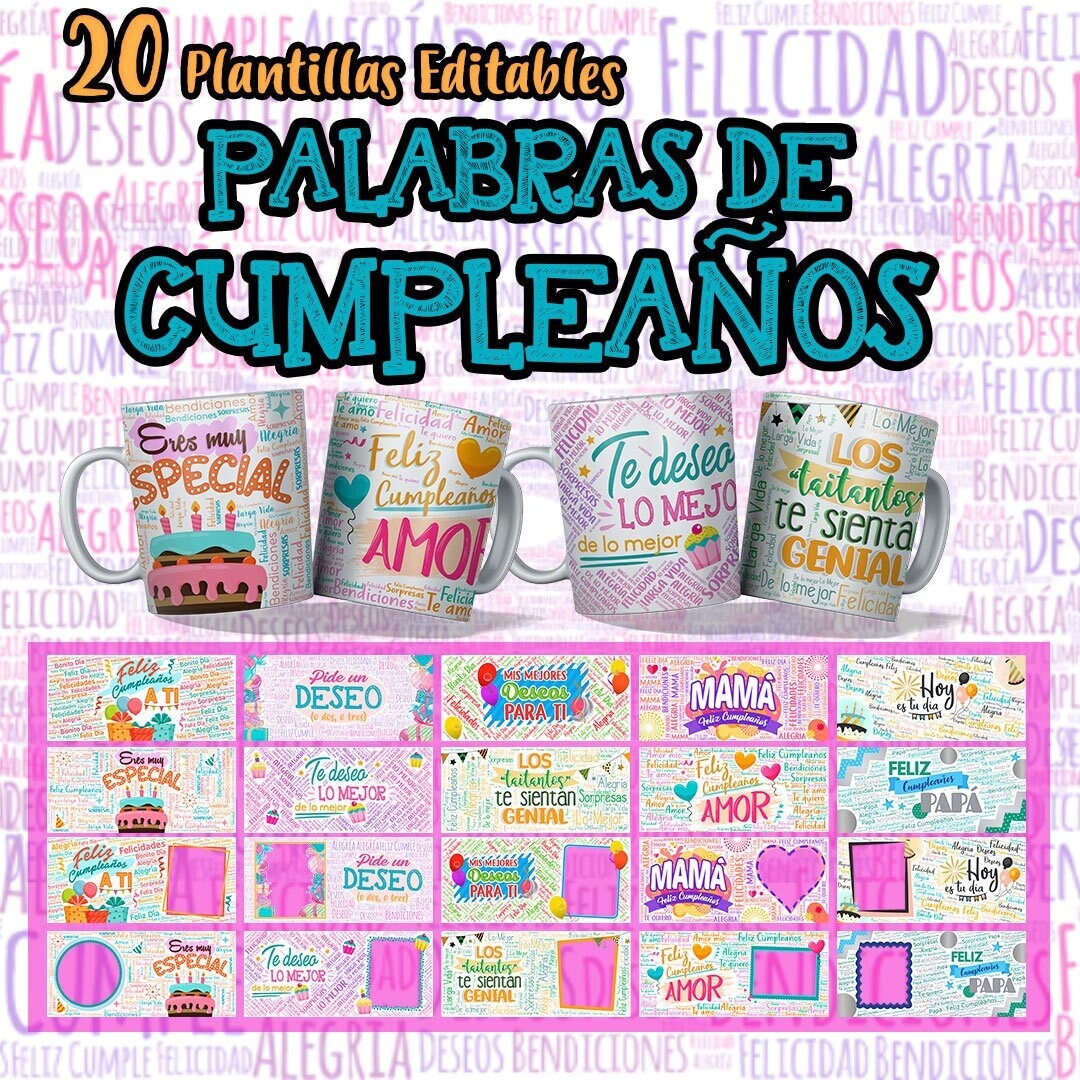 20 Plantillas P Sublimar Tazas 11oz Diseños Feliz Cumpleaños Etsy México