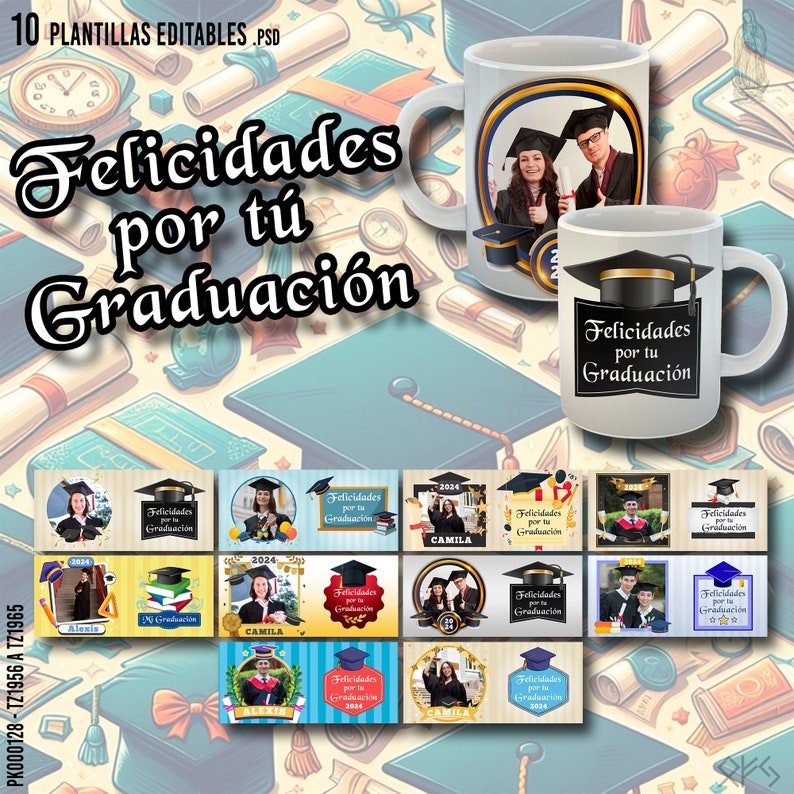 10 Editable Templates to Sublimate Graduation Mugs With Photos ...