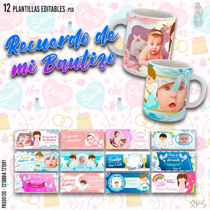 12 Editable Templates to Sublimate My Baptism Souvenir Mugs - Includes ...