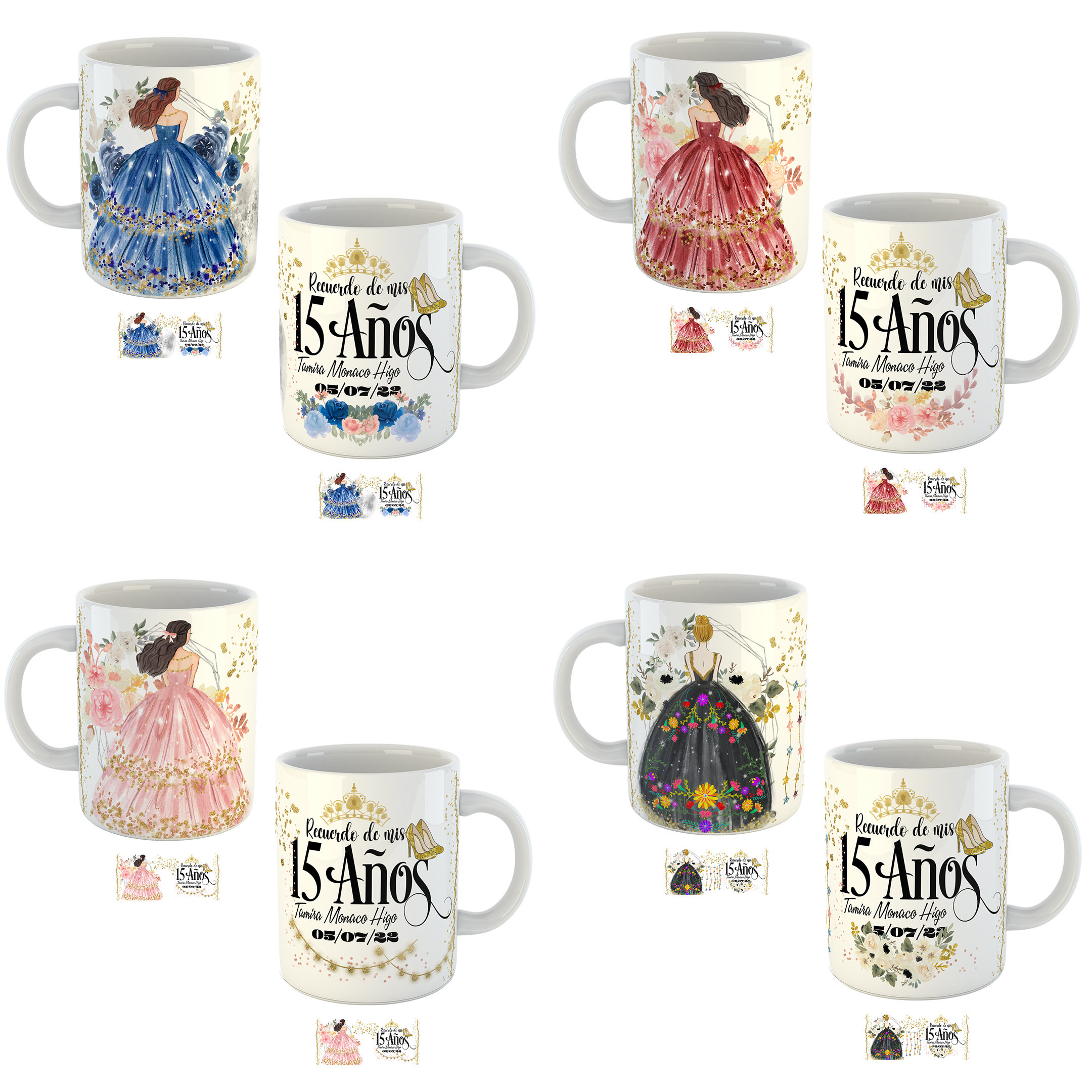 11 Plantillas para Sublimar Tazas para Fiestas de Quince Años - Etsy México