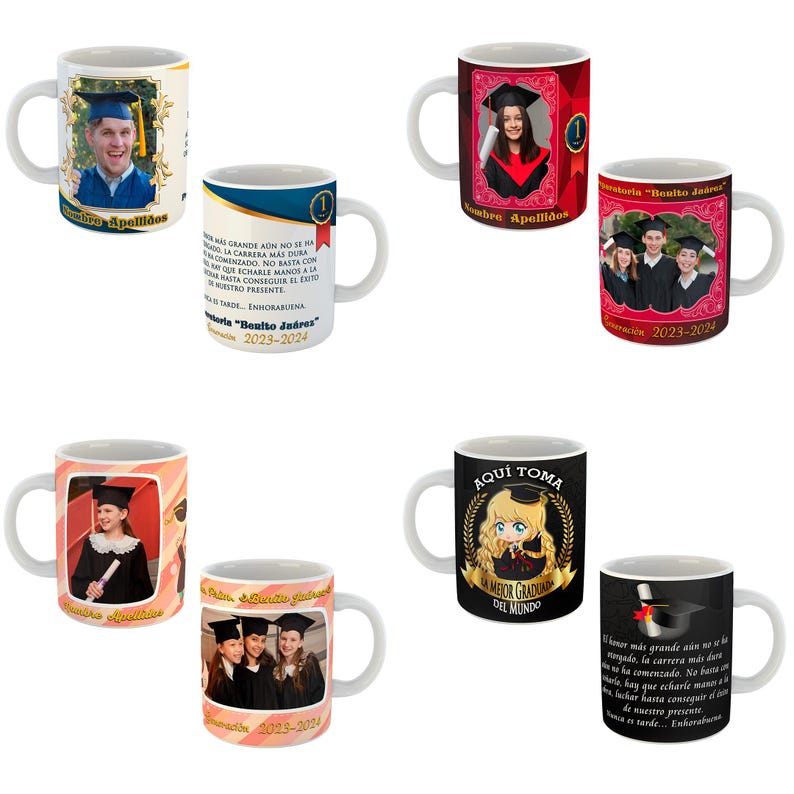13 Editable Templates to Sublimate Graduation Mugs Designs With ...