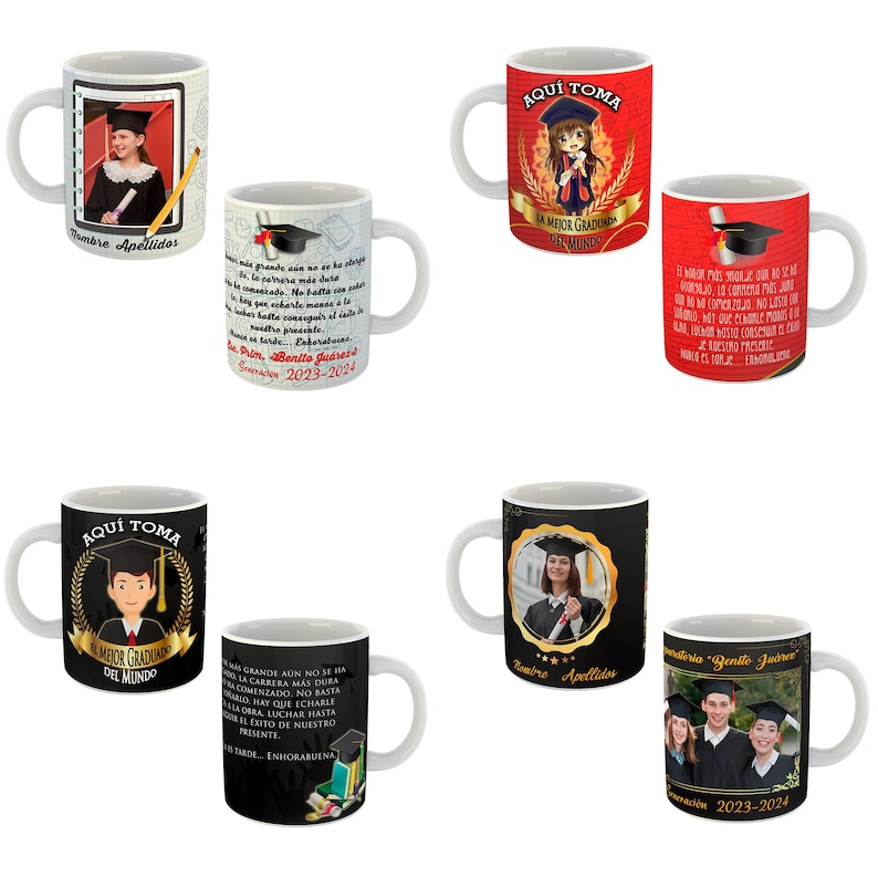 13 Editable Templates to Sublimate Graduation Mugs Designs With ...