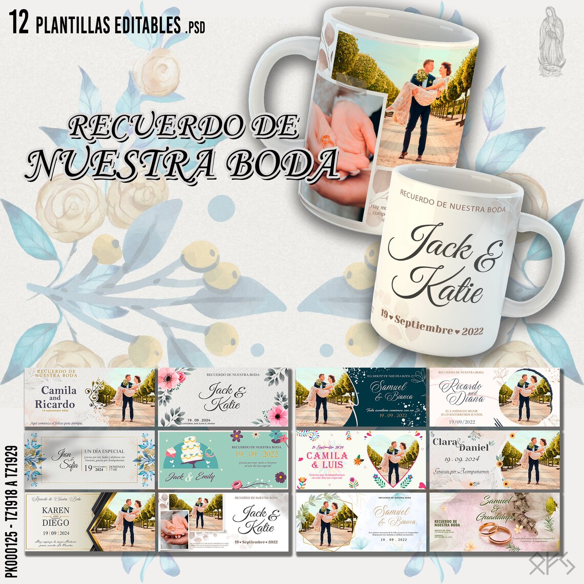 12 Editable Templates to Sublimate Wedding Mugs - Designs With ...