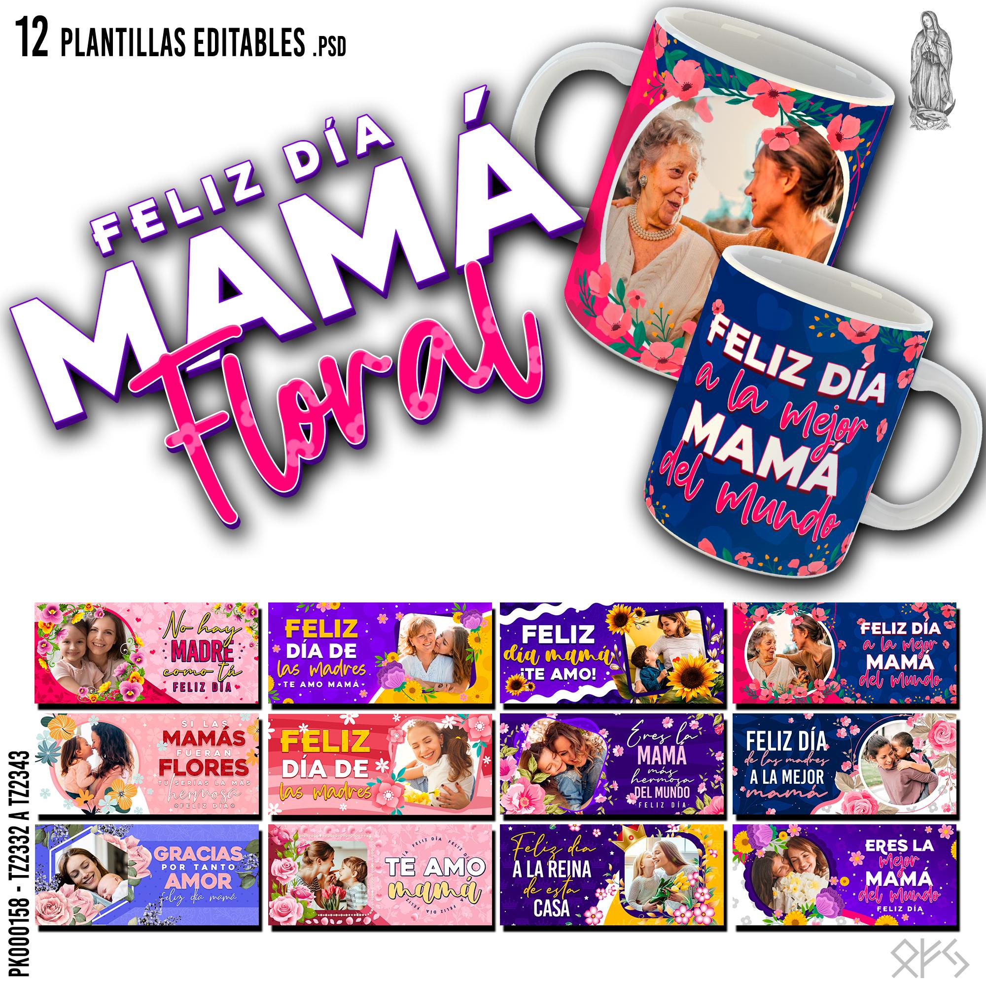 12 Mother's Day Mug Sublimation Templates - Floral Designs With Photos ...
