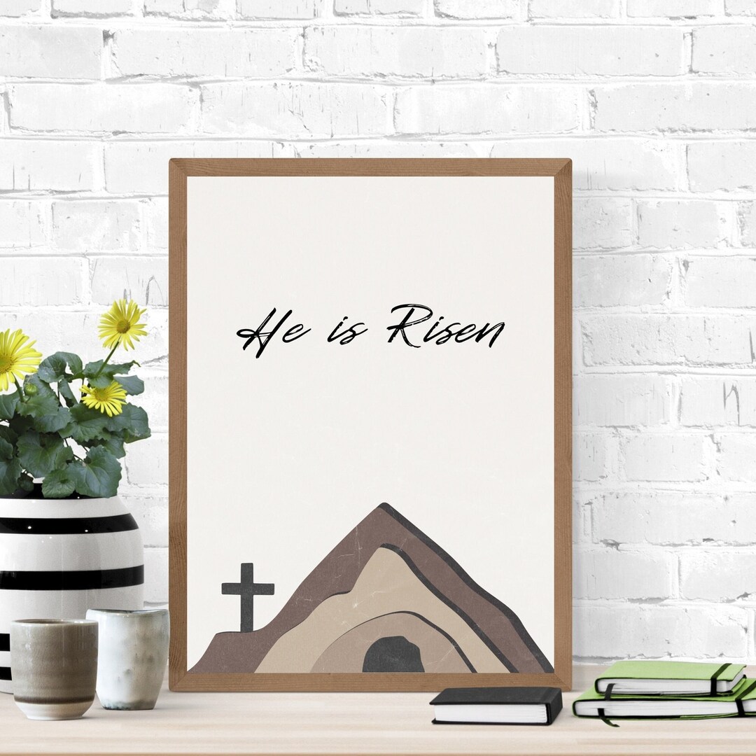 Empty Tomb He is Risen Digital Art Print, Spring Printable Wall Art ...