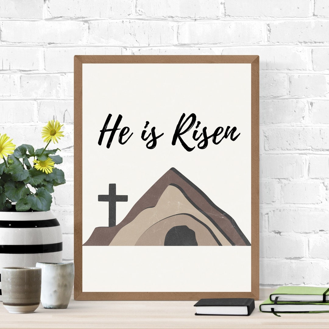 Empty Tomb He is Risen Digital Art Print, Spring Printable Wall Art ...