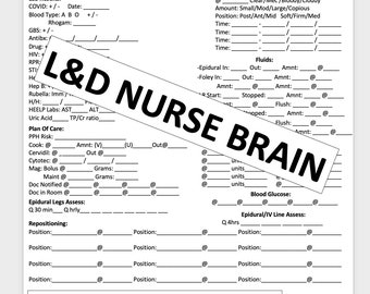 L&D Report Sheet, Nurse Brain Sheet, Labor and Delivery, Postpartum ...