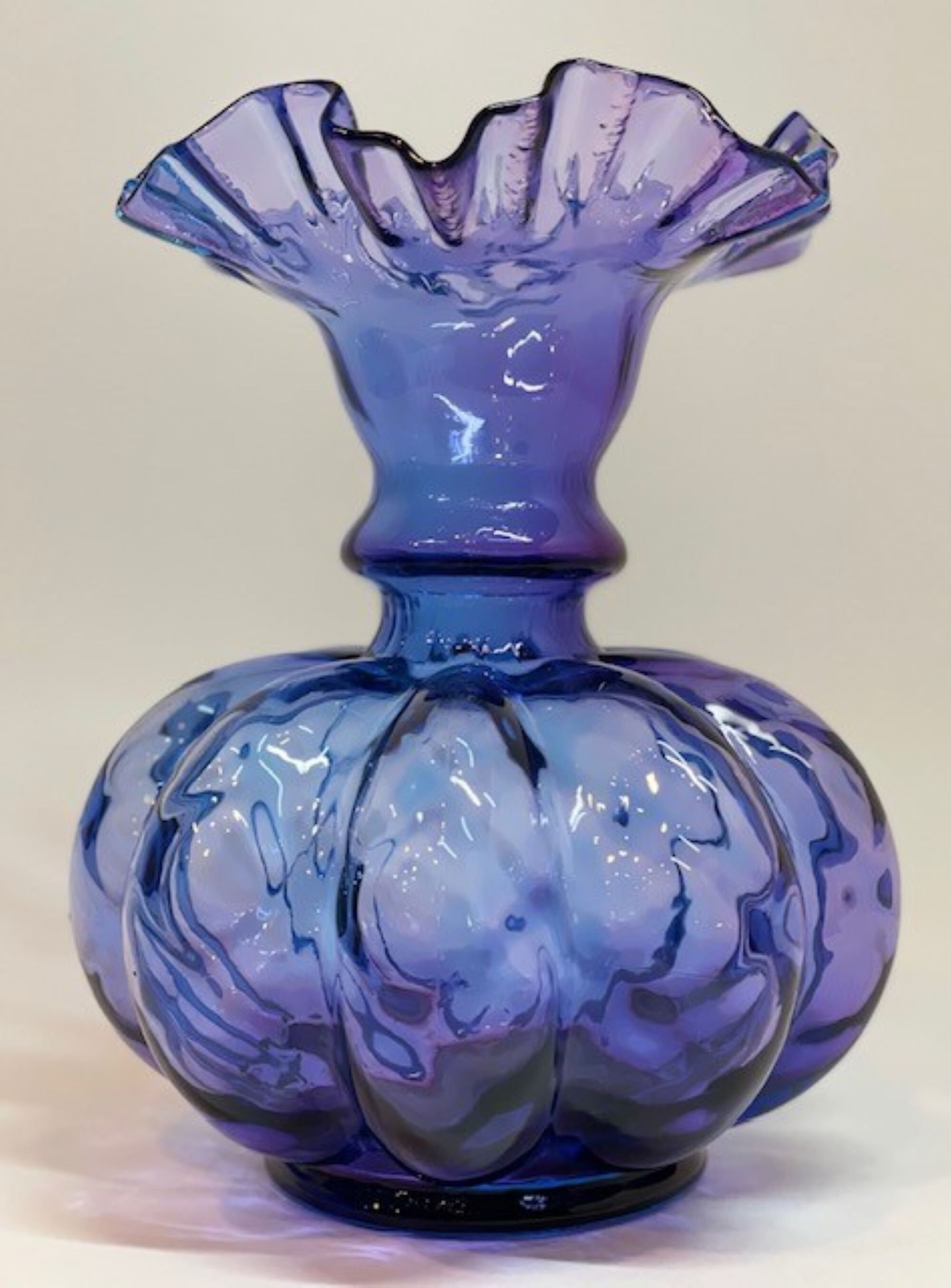 Vintage Fenton Cobalt Blue 192 Diamond Optic Melon Vase - Etsy